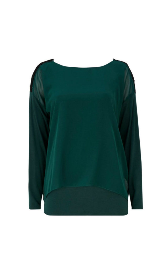 Green Embellished Shoulder Top - Hello! We are wt+
