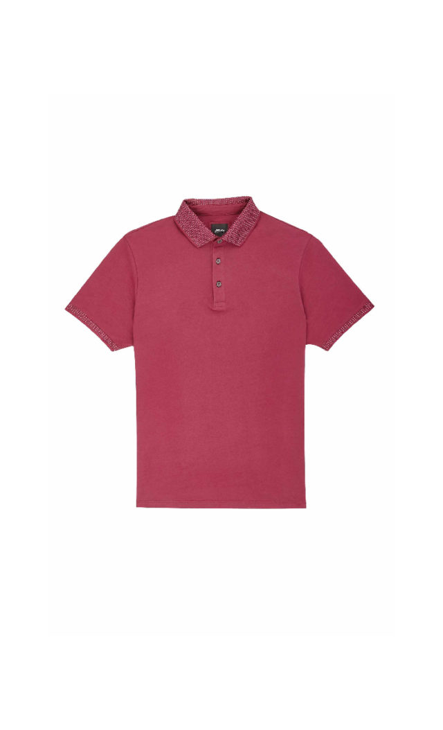 Raspberry Pink Jacquard Collar Polo Shirt - Hello! We are wt+