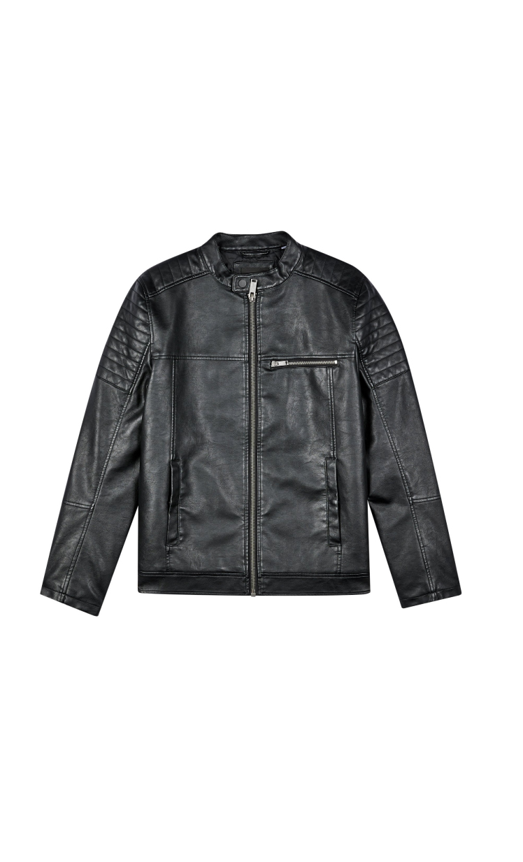 BLACK PU RACER JACKET - Hello! We are wt+