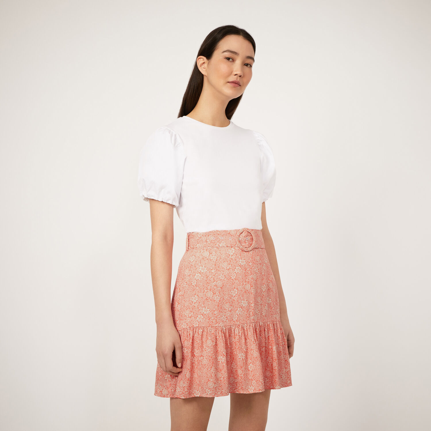 MINI DAMASK BELTED MINI SKIRT - Hello! We are wt+