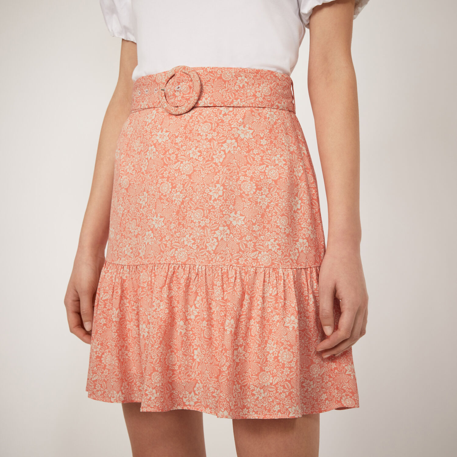 MINI DAMASK BELTED MINI SKIRT - Hello! We are wt+
